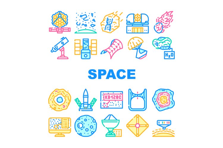 Space Researchment Equipment Icons Set Vector (1791676)