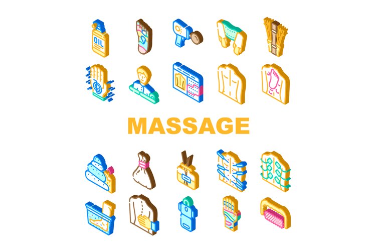 Massage Accessories And Treatment Icons Set Vector (1791775)
