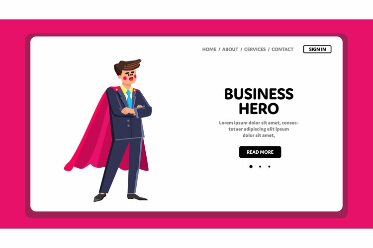 Business Hero Man Successful Achievement Vector
