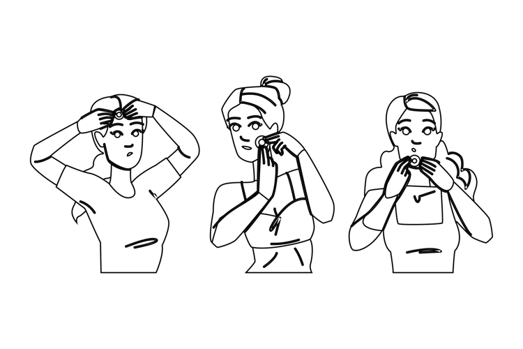breakout squeeze acne pimple woman vector (6584756)