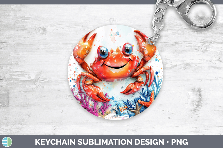 Sea Adorable Crab Keychain Sublimation Keyring Designs