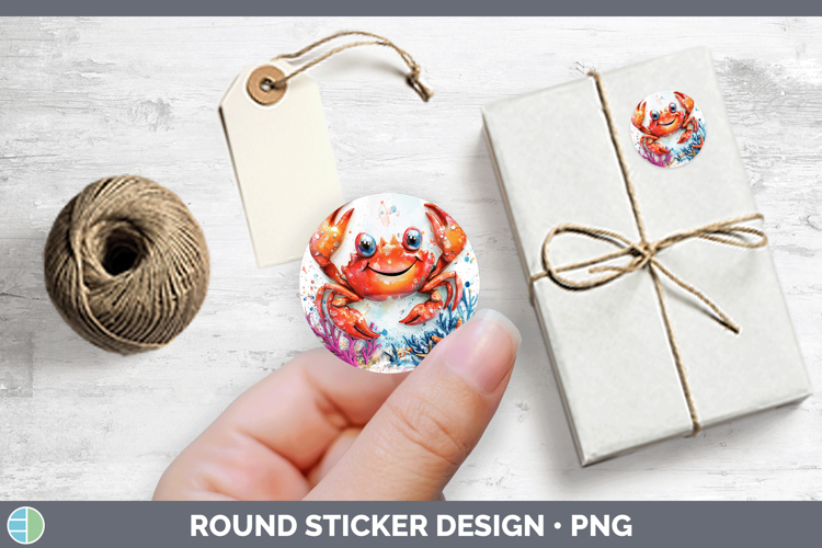 Sea Adorable Crab Stickers | Round Labels Designs