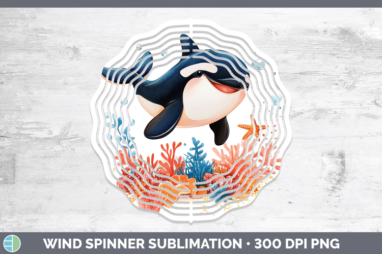 Sea Adorable Orca Wind Spinner Sublimation Spinner Designs