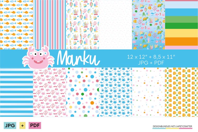 Sea animals & life digital paper | 12x12 & Letter size