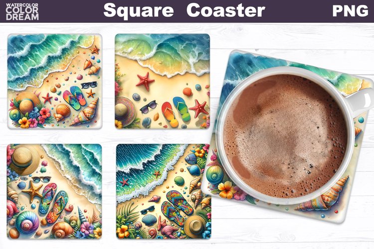 Summer Sea Wave Square Coaster | Tropical Beach (3772897)