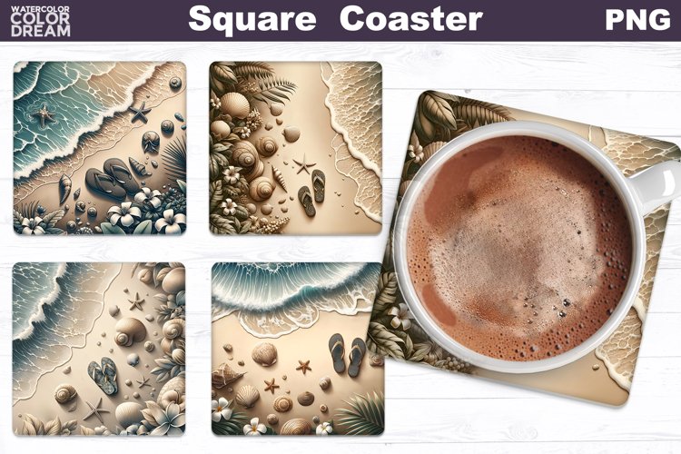 Summer Sea Wave Square Coaster | Tropical Beach (3780718)