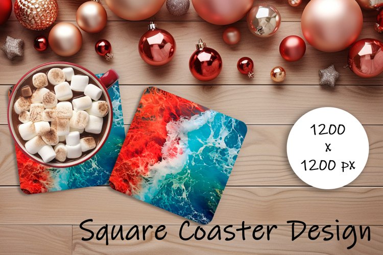 Sea Square Coaster Sublimation Design (2868897)