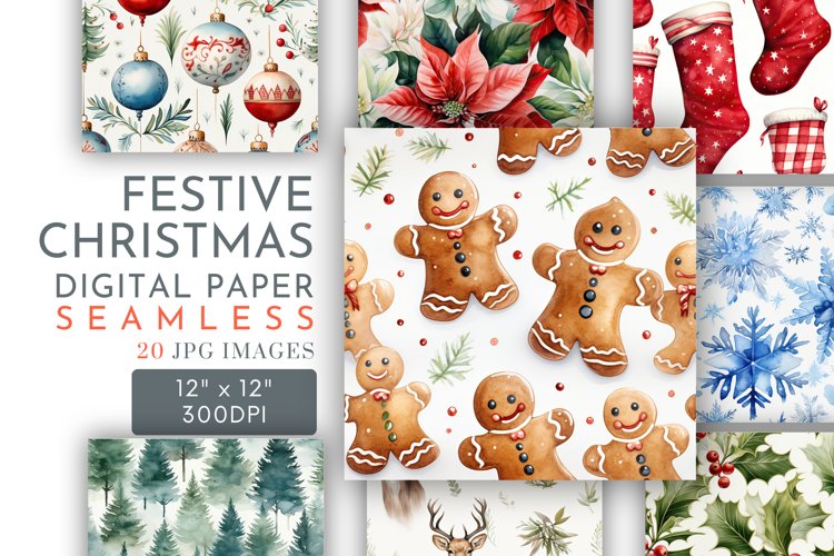 Christmas Patterns | Seamless Digital Paper JPG 12"