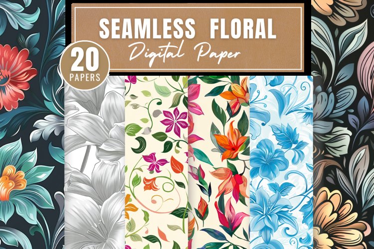 Seamless Floral Digital Paper Bundle