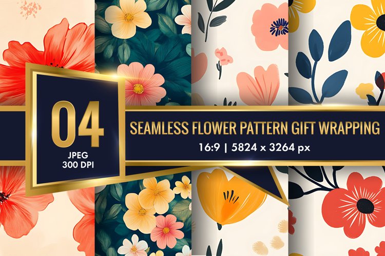 Seamless Flower Pattern Gift Wrapping Digital (4793986)