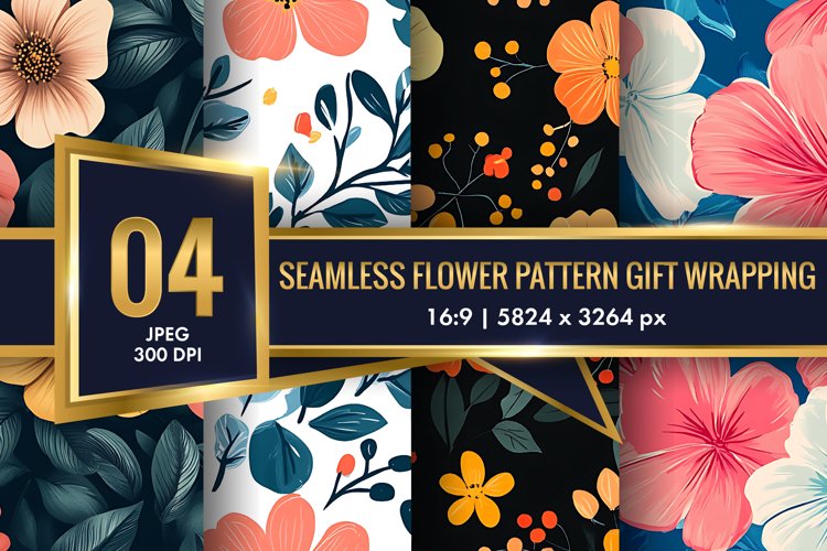 Seamless Flower Pattern Gift Wrapping Digital (4793981)