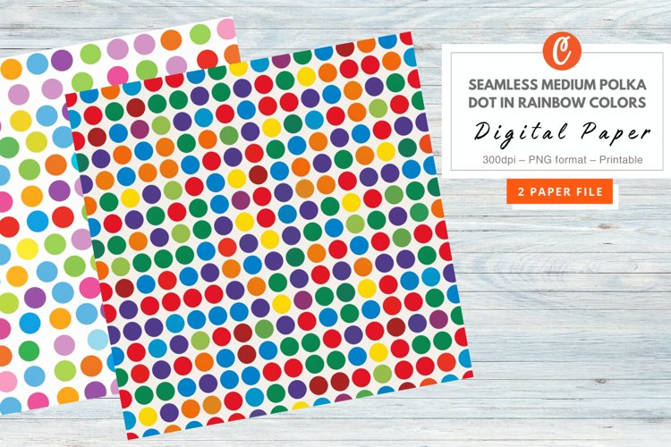 SEAMLESS Medium Polka Dot in Rainbow colors Digital Paper