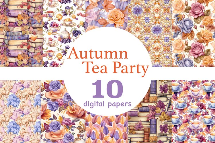 Seamless Pattern Autumn Set | Tea Party Digital Paper