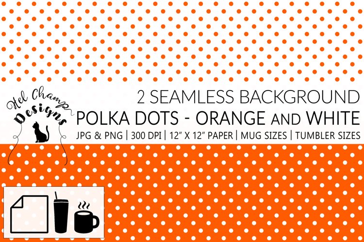 Polka dots orange and white scrapbooking vichy papers design