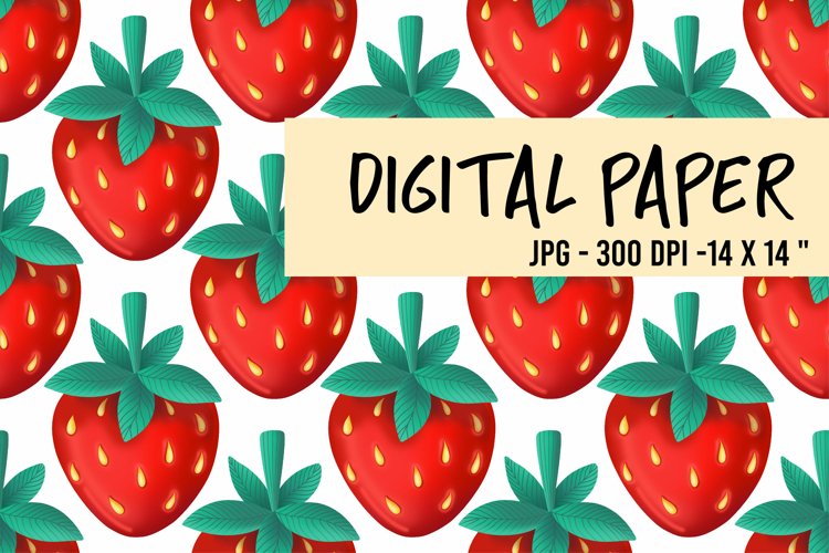 Red berries seamless pattern|Strawberry digital paper