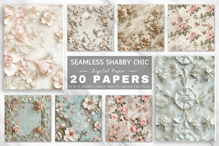 Seamless Shabby Chic Digital Paper Bundle