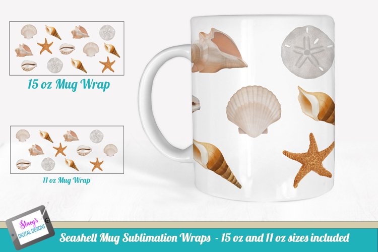 Seashell Mug Wraps | Sublimation for 11oz. and 15oz. Mugs