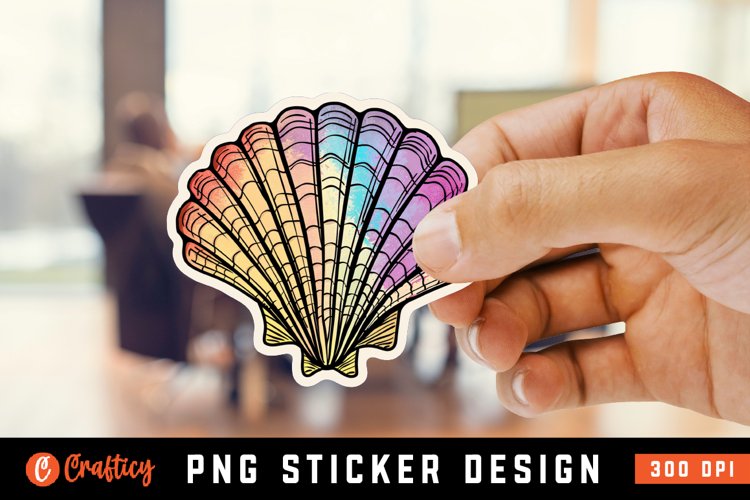 Seashell Sticker Clipart,Ocean Sticker,Vibrant Shell Sticker