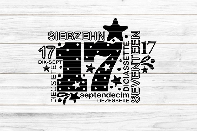 Seventeen 17 SVG DXF Cutting file