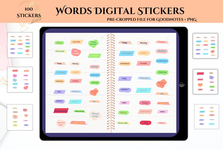 Daily, Weekly Digital WORD Stickers for Goodnotes and iPad