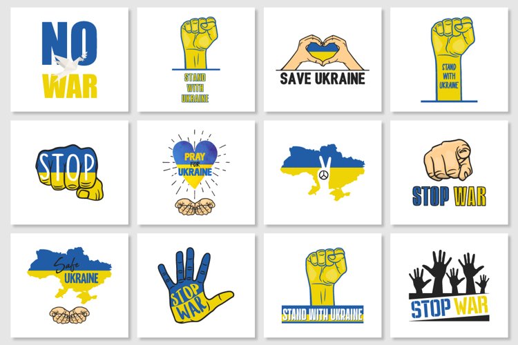 Support for Ukraine in the war - Vector Symbols.