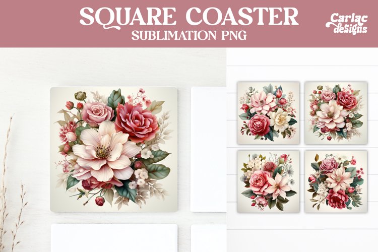Square Coasters Sublimation, Set of 4 Coasters