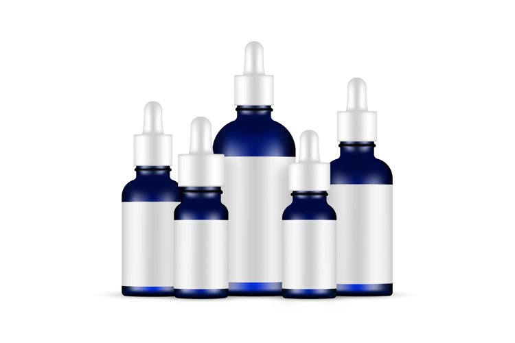 Blue Glass Dropper Bottles With Blank Labels