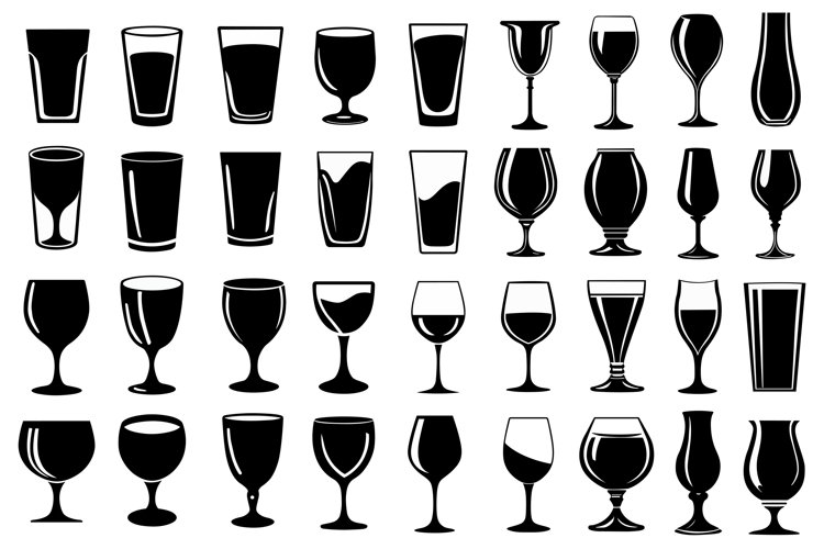 Glass Silhouettes Vector Illustrations / Glass SVG Bundle