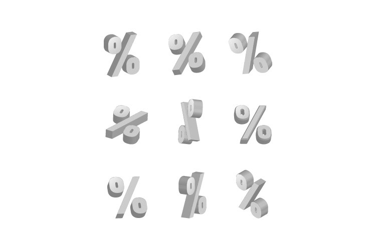 Set of percentage 3d design collection