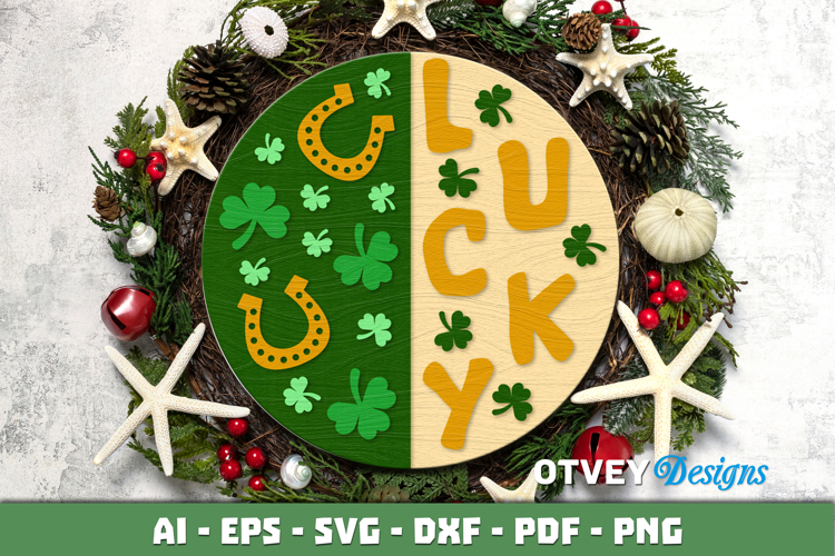 Shamrock Welcome Sign | Lucky Clover Door Hanger (6597865)