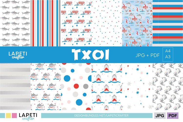 Shark digital paper pack| DinA4 & DinA3 size
