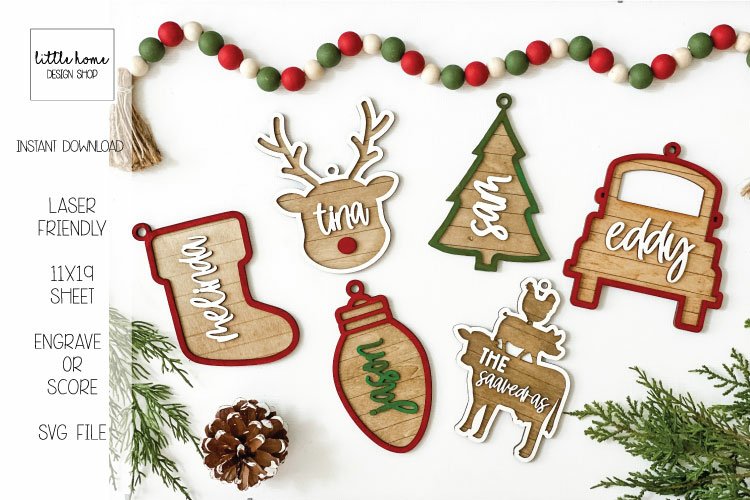 christmas laser ornaments | christmas tag stocking