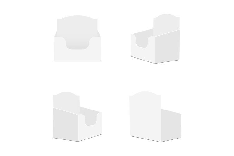 Blank POS DIsplay Boxes, Front, Side, Back View