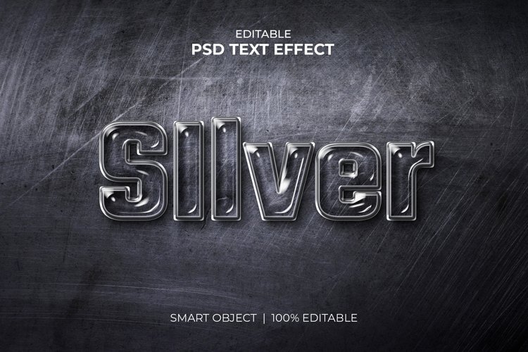 Silver editable 3d text effect