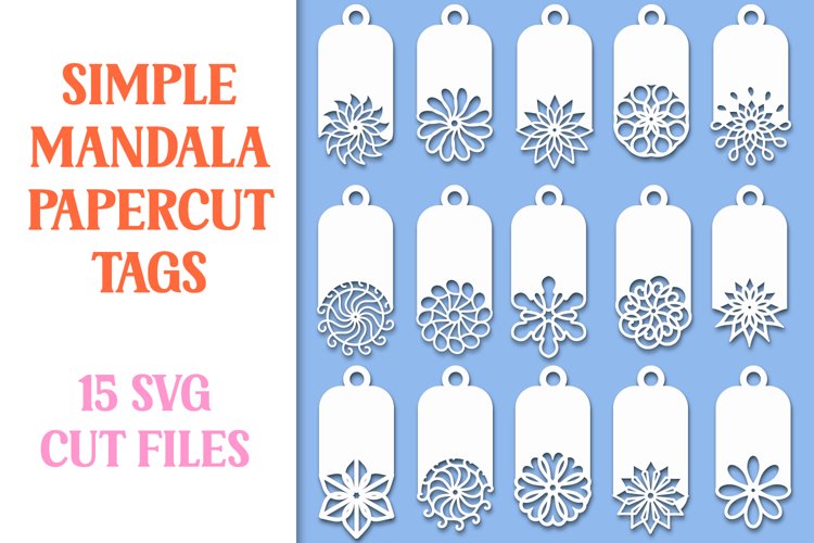 Mandala Papercut Tags | 15 SVG cut files