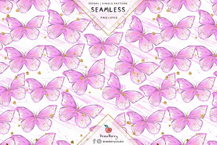 Purple Butterflies Seamless Pattern SP035