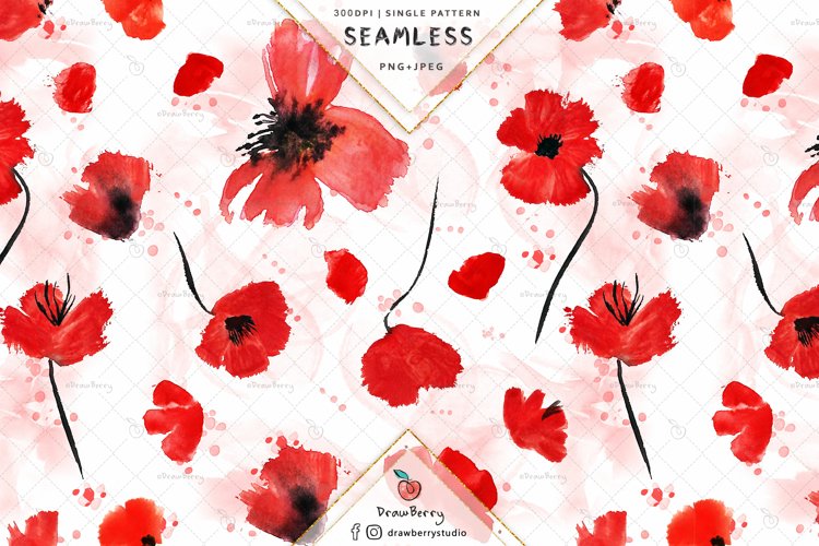 Red Poppy Seamless Pattern SP134