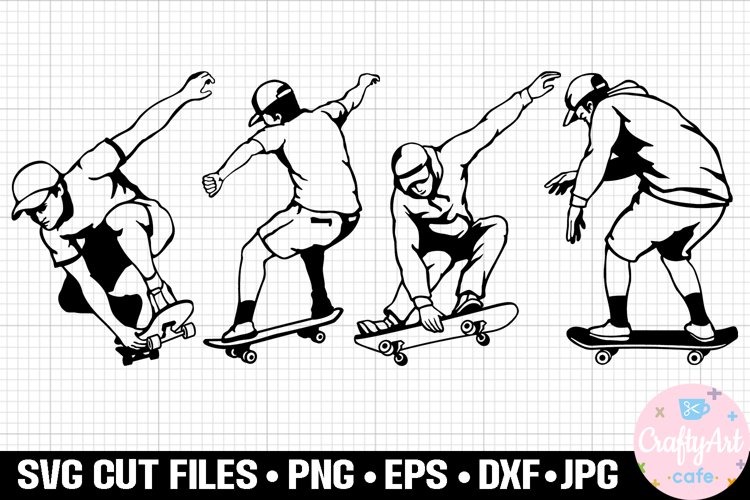 Skateboarder SVG PNG Bundle Cricut Silhouette