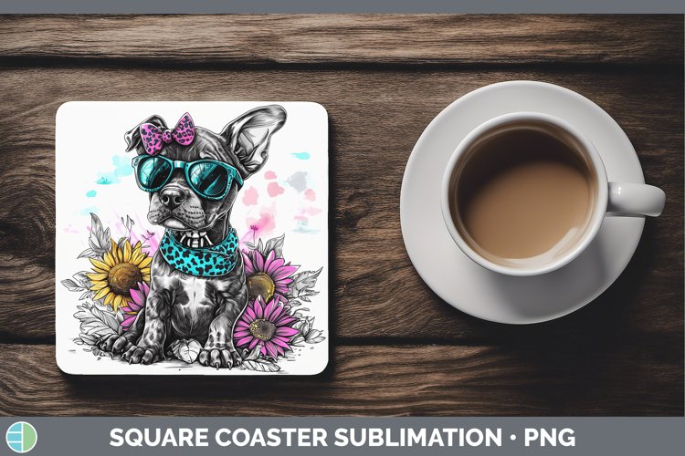 Skeleton Puppy Doberman Pinscher Square Coaster Sublimation