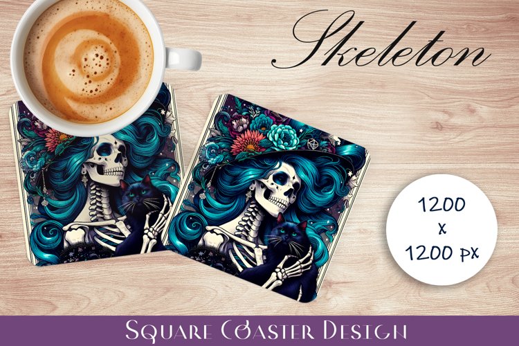 Skeleton Square Coaster, Trendy Coaster (4065899)