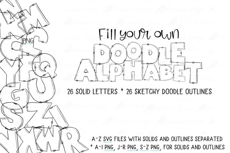 Sketchy Chubby Doodle Letters Alphabet Pack PNG SVG