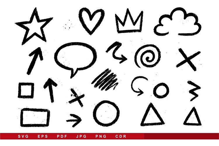 Sketchy doodle elements set in expressive ink brush