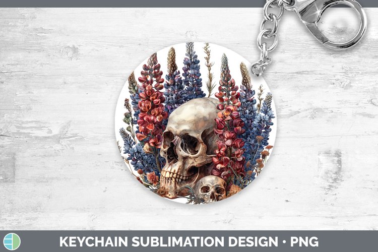 Skull Flowers 01 Snapdragon Keychain Sublimation Keyring Des