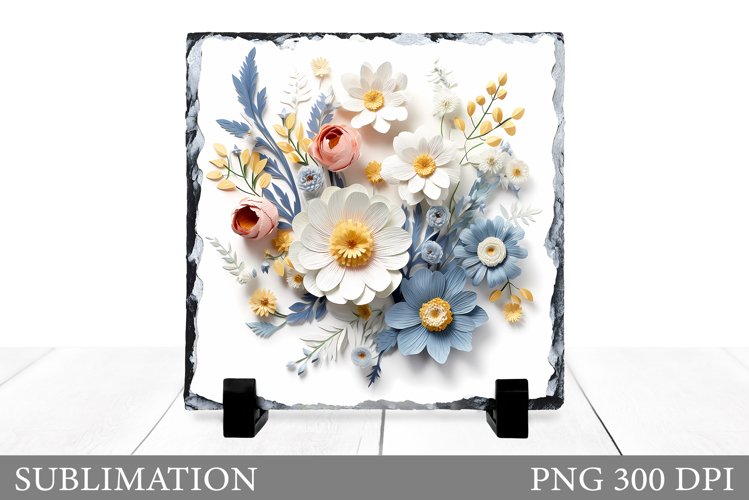 3D Wildflowers Sublimation. Flowers Slate Sublimation