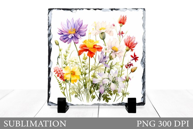Wildflowers Slate Sublimation. Flowers Sublimation (3757804)