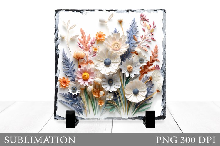 Wildflowers Sublimation. 3D Flowers Slate Sublimation