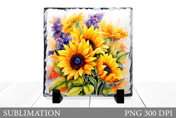 Sunflowers Slate Sublimation. Flowers Sublimation (3723744)