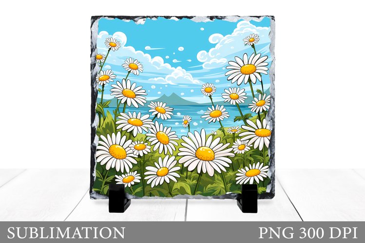 Daisy Flowers Slate Sublimation. Floral (3644287)