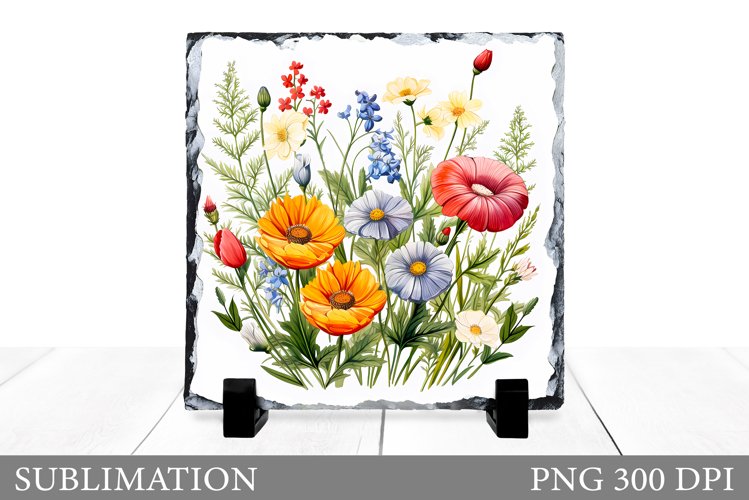 Wildflowers Slate Sublimation. Flowers Sublimation (3628656)
