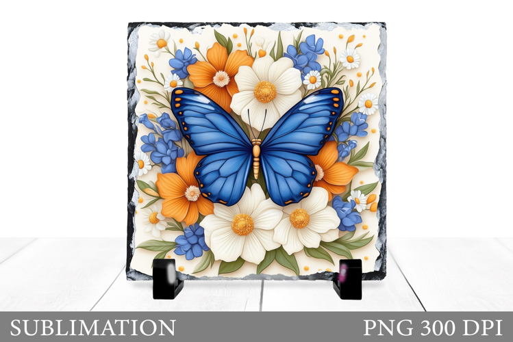 Butterfly Slate Sublimation. Butterfly Flowers (5435018)